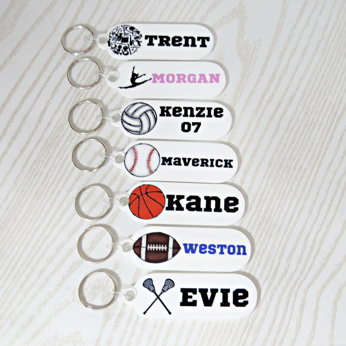 Personalized Sports Keychain – Custom Name Tag – Choose Your Sport ...